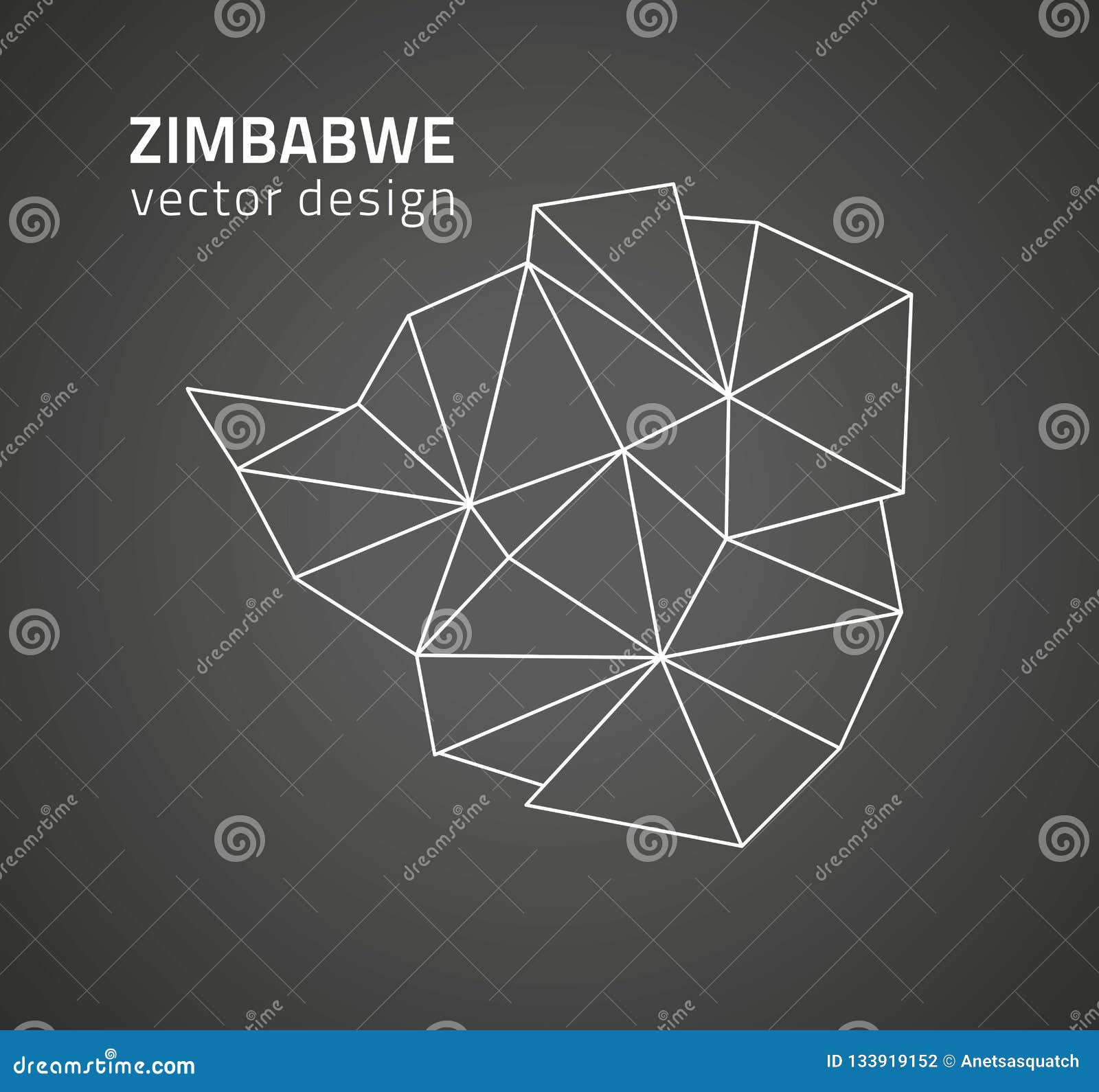 Zimbabwe Black Triangle Mosaic Outline Vector Map Stock Vector ...