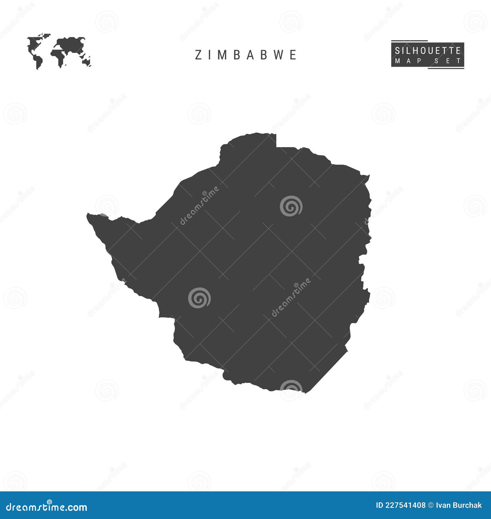 Zimbabwe Vector Map Isolated on White Background. High-Detailed Black ...