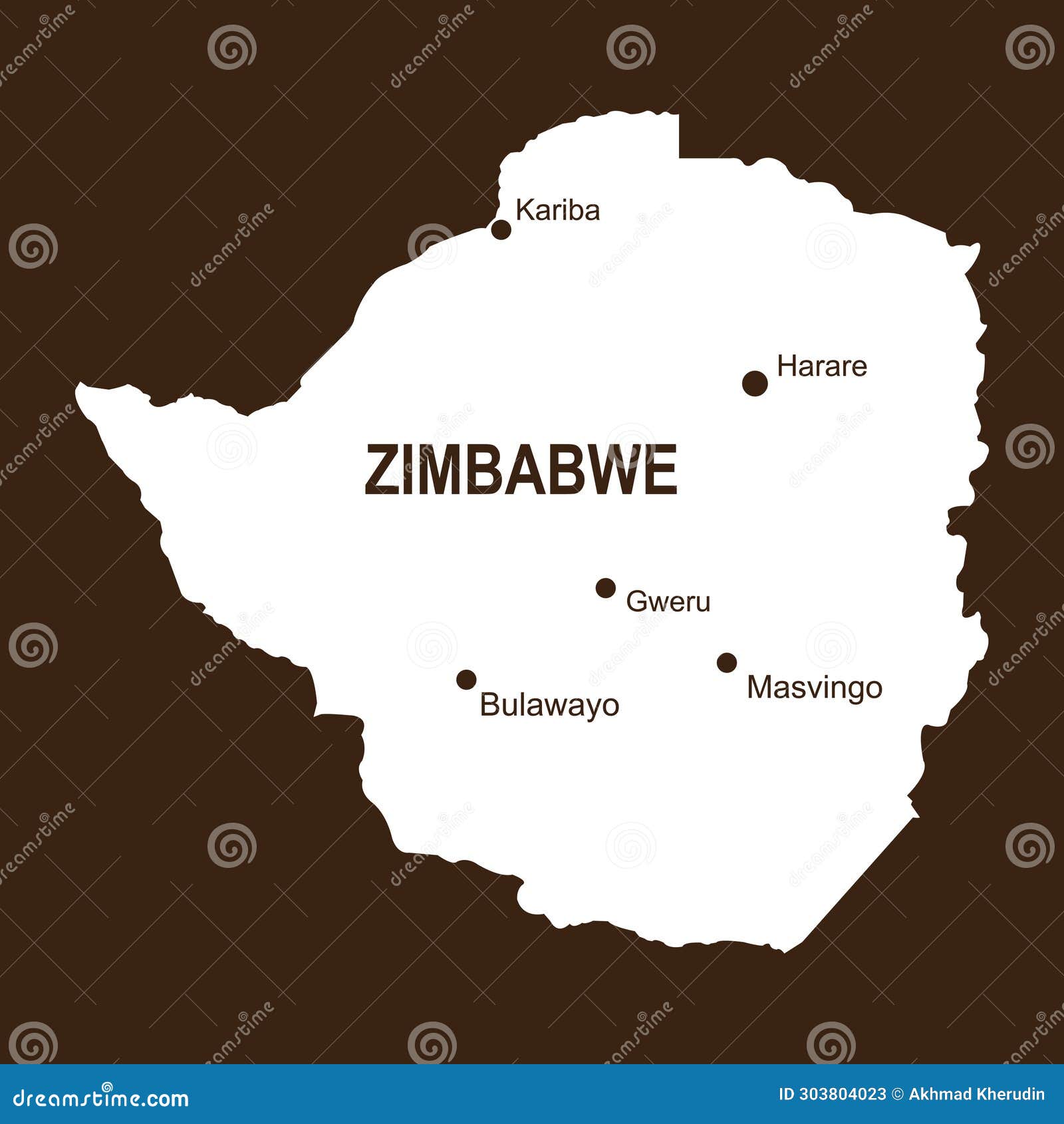 Zimbabwe country map stock vector. Illustration of white - 303804023