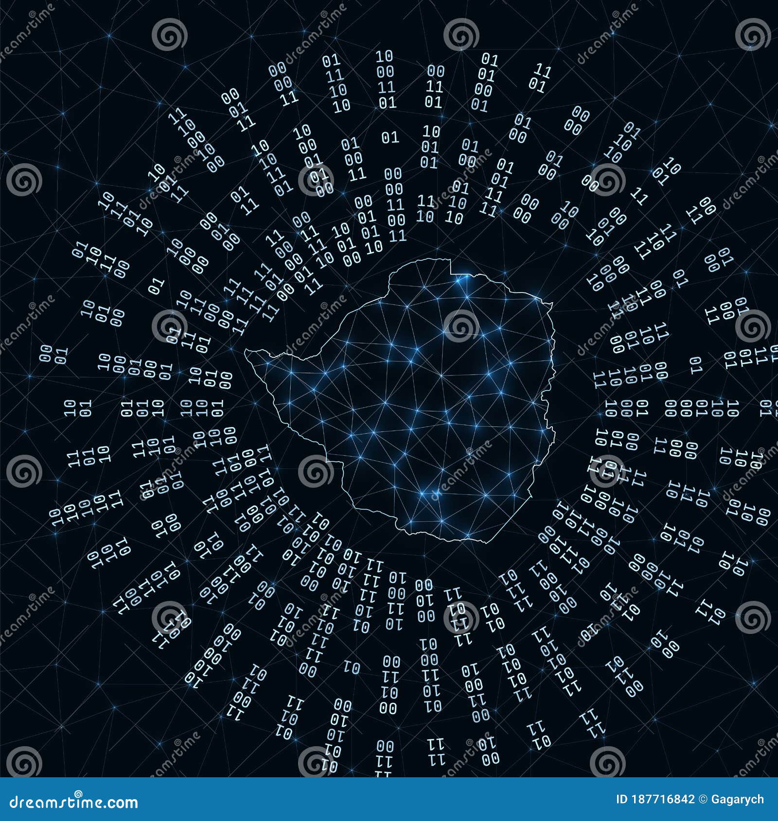 Zimbabwe digital map. stock vector. Illustration of boundary - 187716842