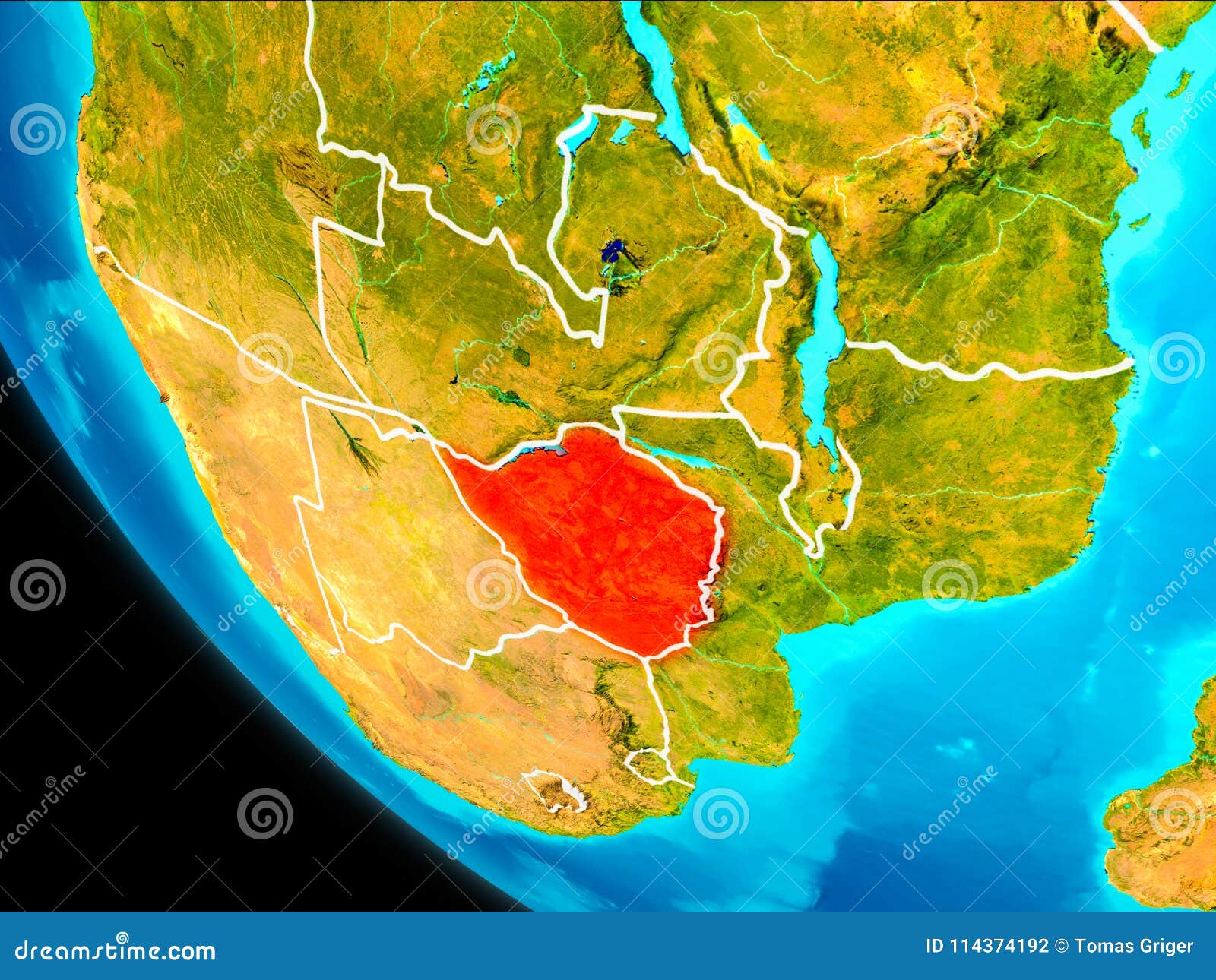 Zimbabwe on Earth from Space Stock Illustration - Illustration of ...