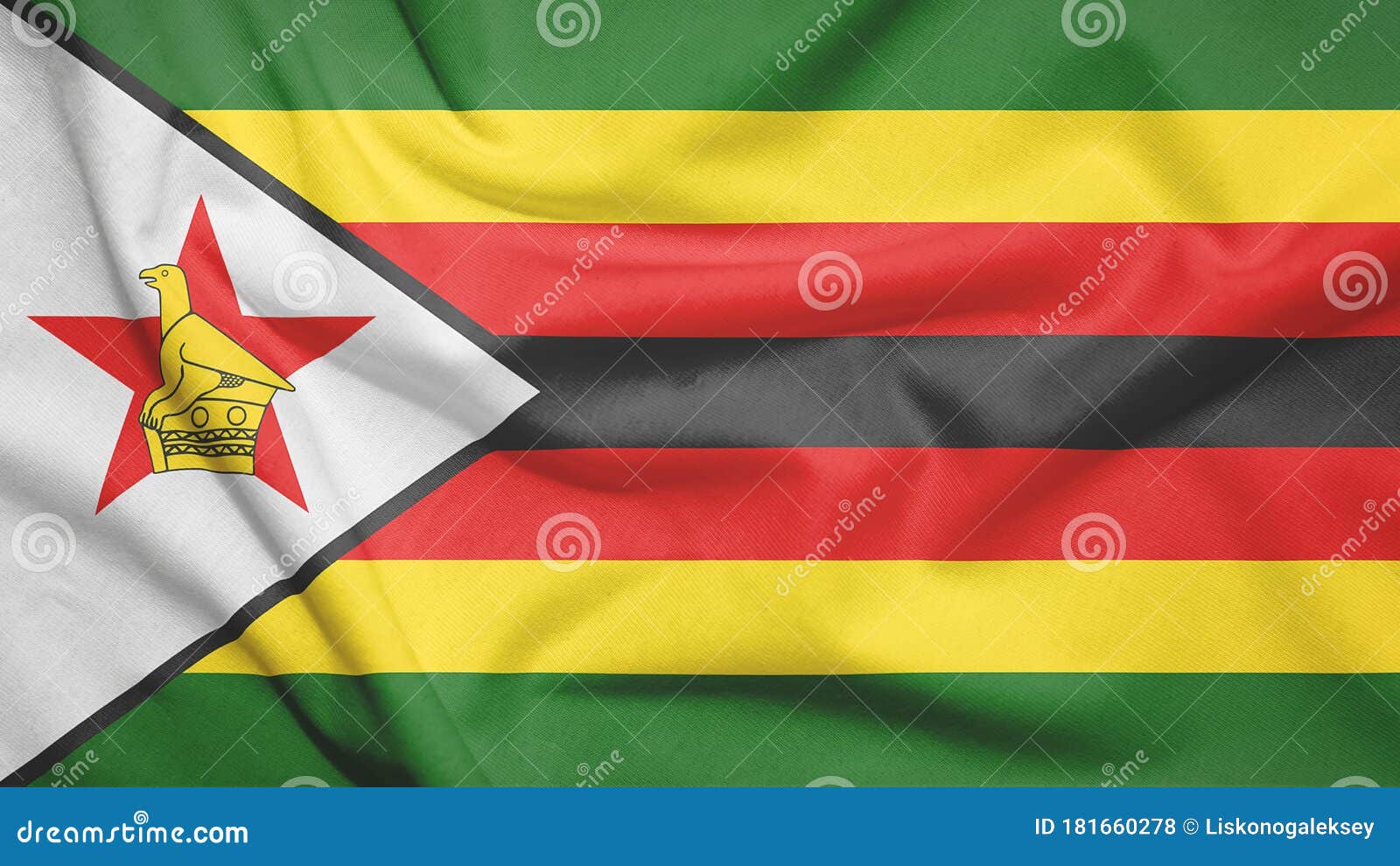 Zimbabwe Flag with Fabric Texture Stock Photo - Image of macro, border ...
