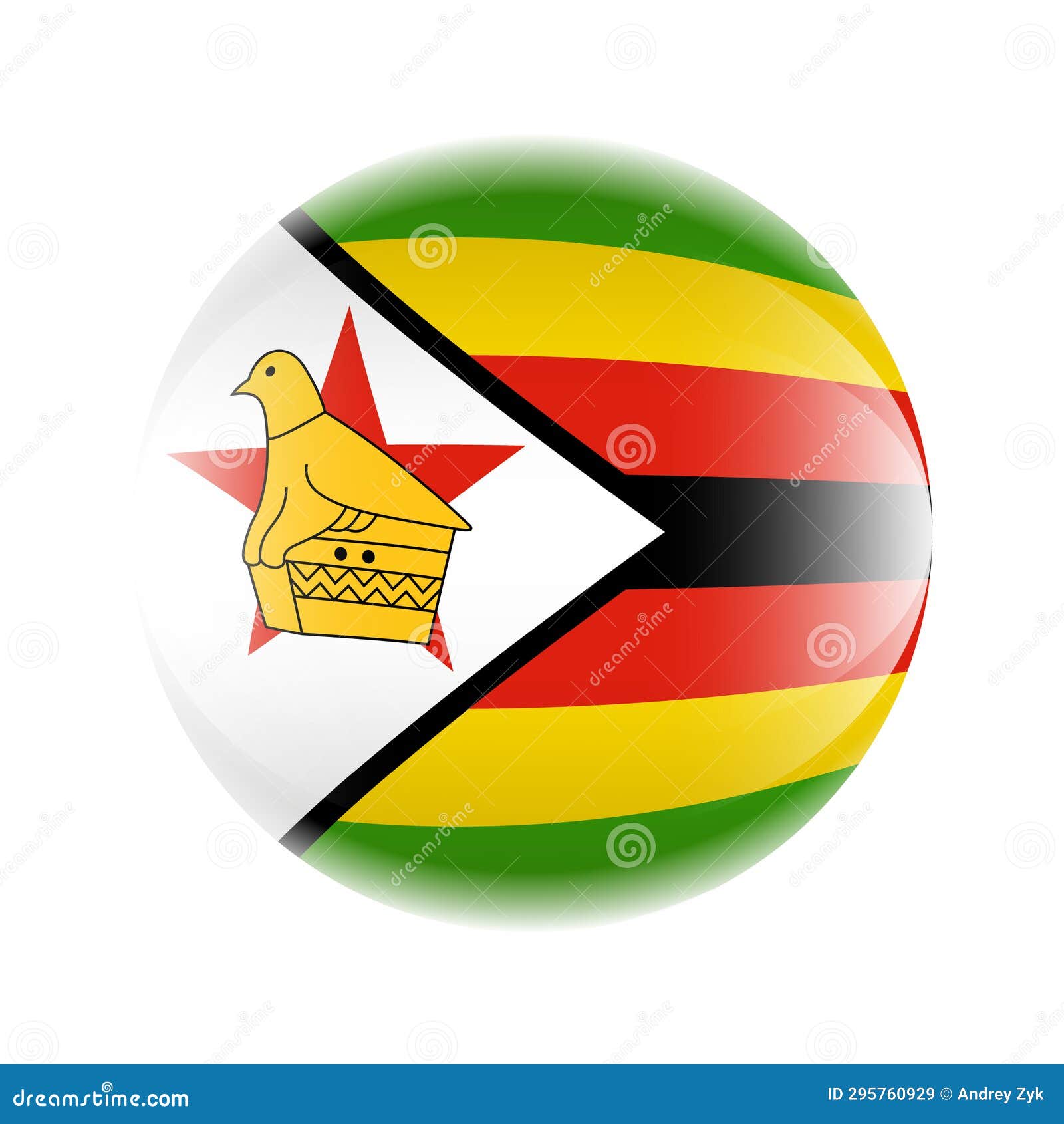 Zimbabwe Flag icon in the stock vector. Illustration of reflection ...