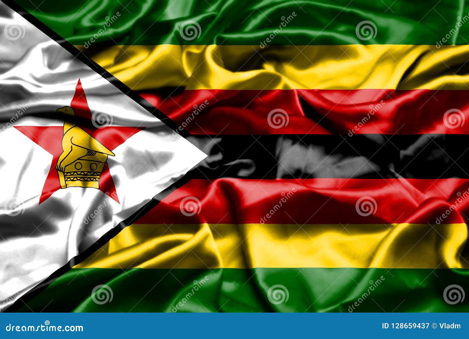 Zimbabwe Flag Waving In The Wind Stock Illustration Illustration Of