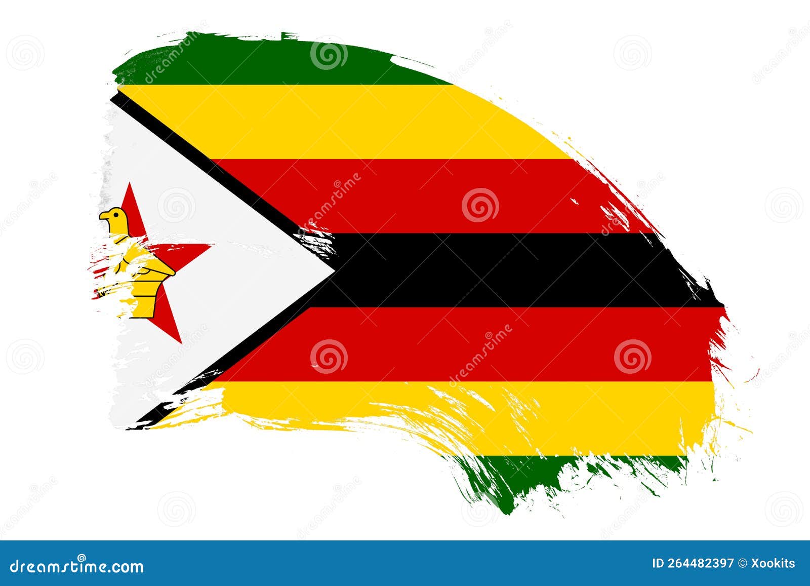 Zimbabwe Flag on White Background with Abstract Paint Brush Texture ...
