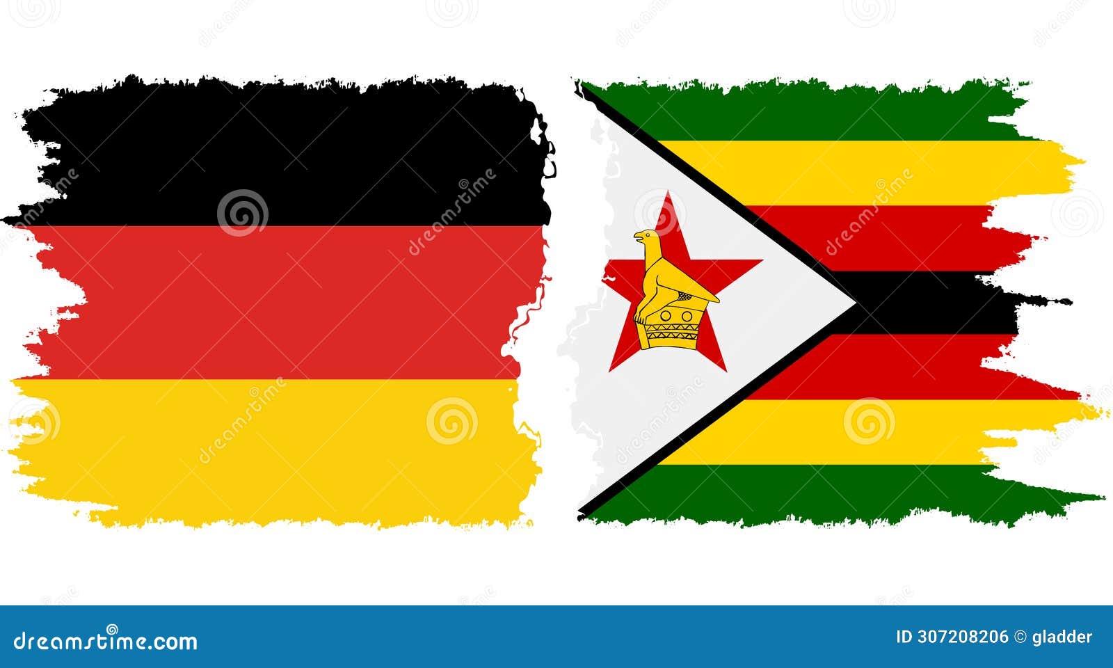 Zimbabwe and Germany Grunge Flags Connection Vector Stock Vector ...