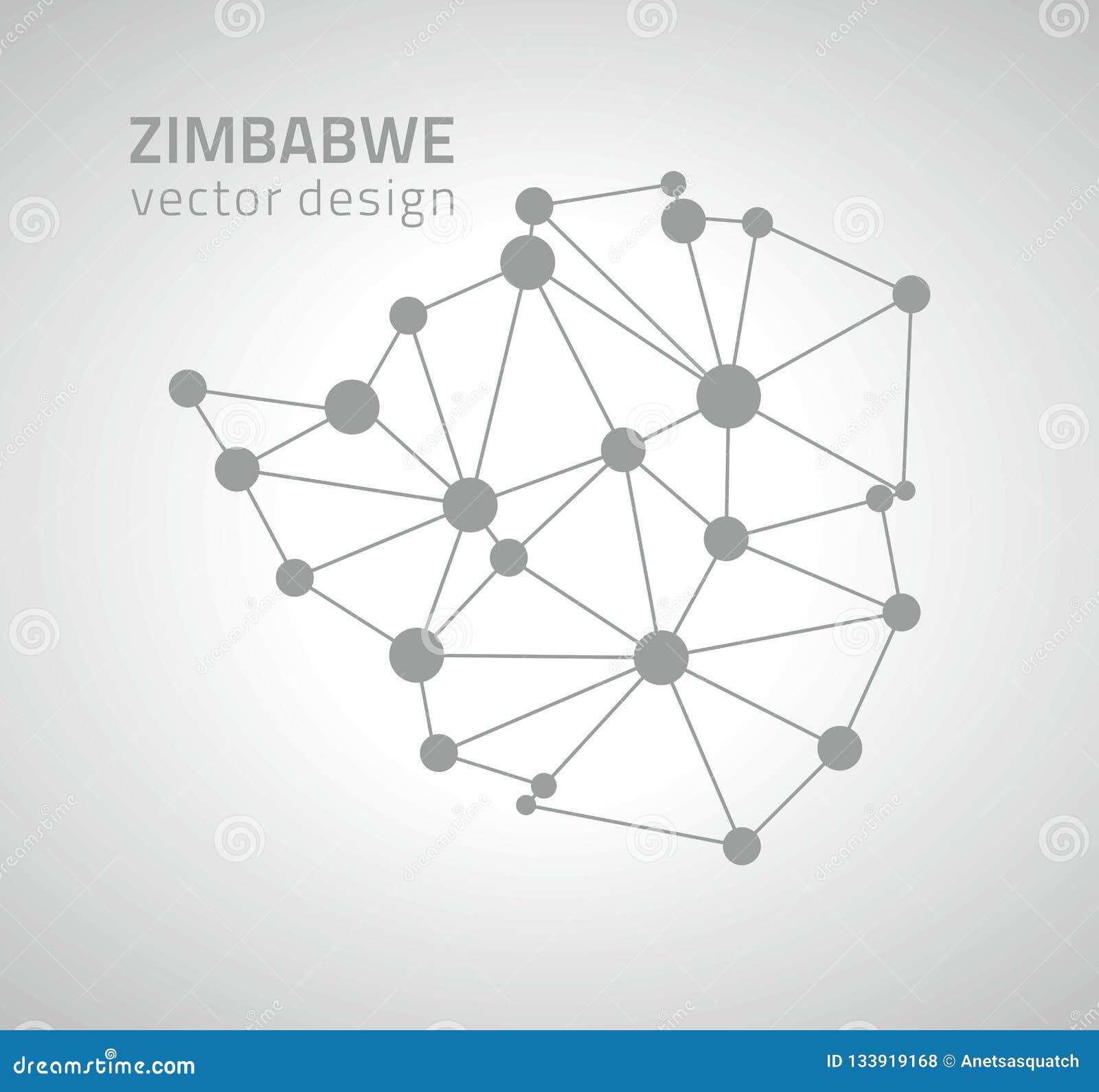 Zimbabwe Dot Grey Outline Triangle Perspective Modern Vector Map Stock ...