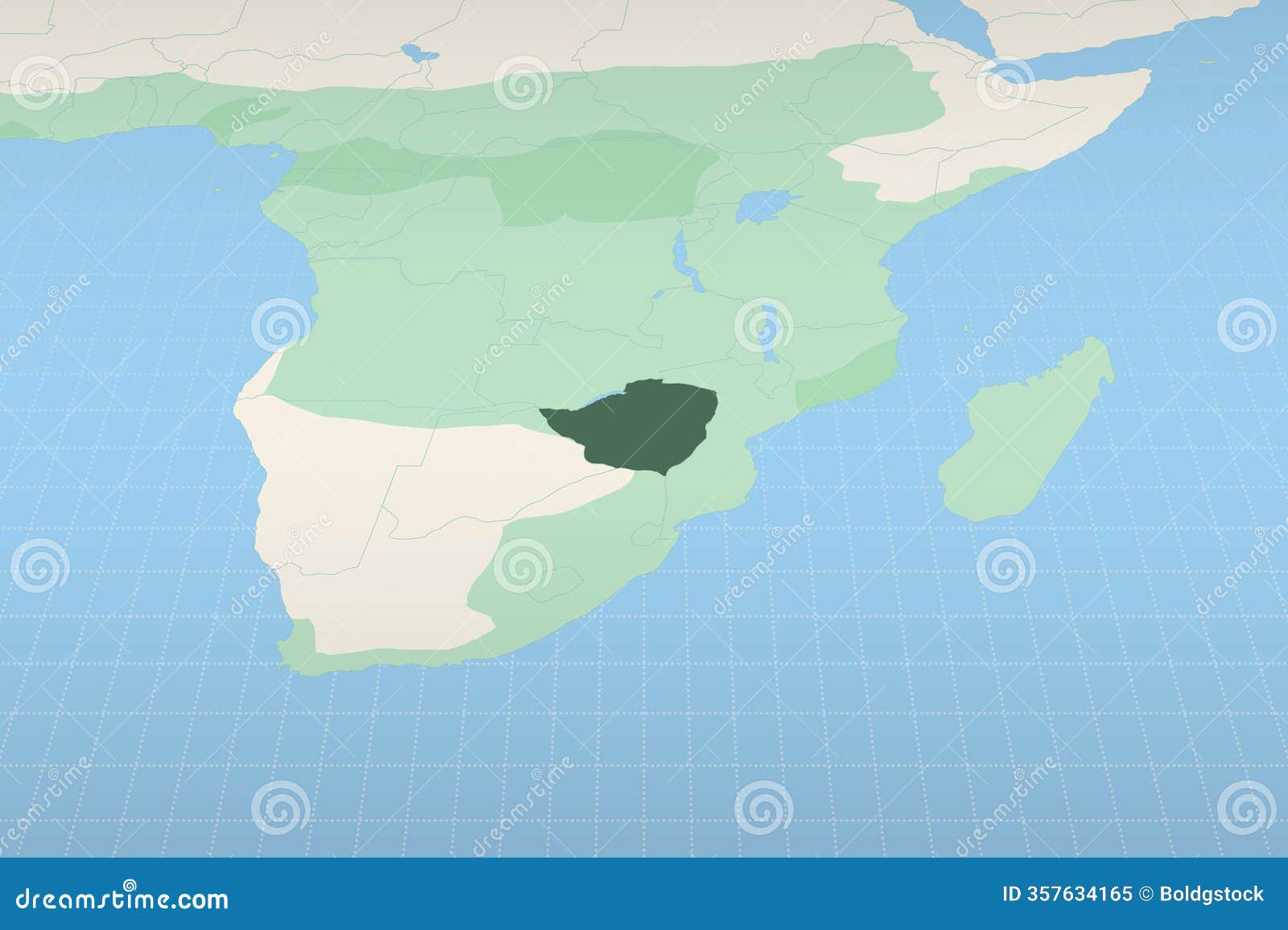 Zimbabwe Highlighted on a Detailed Map, Geographic Location of Zimbabwe ...