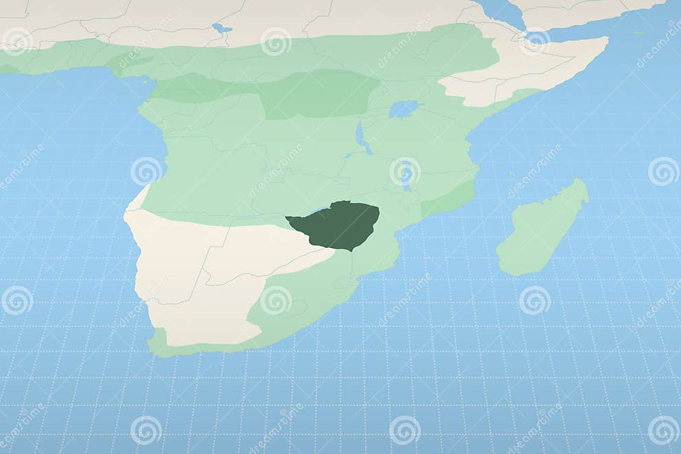 Zimbabwe Highlighted on a Detailed Map, Geographic Location of Zimbabwe ...