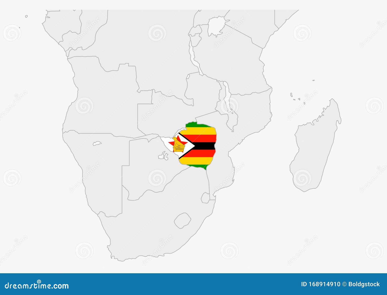 Zimbabwe Map Highlighted in Zimbabwe Flag Colors Stock Vector ...