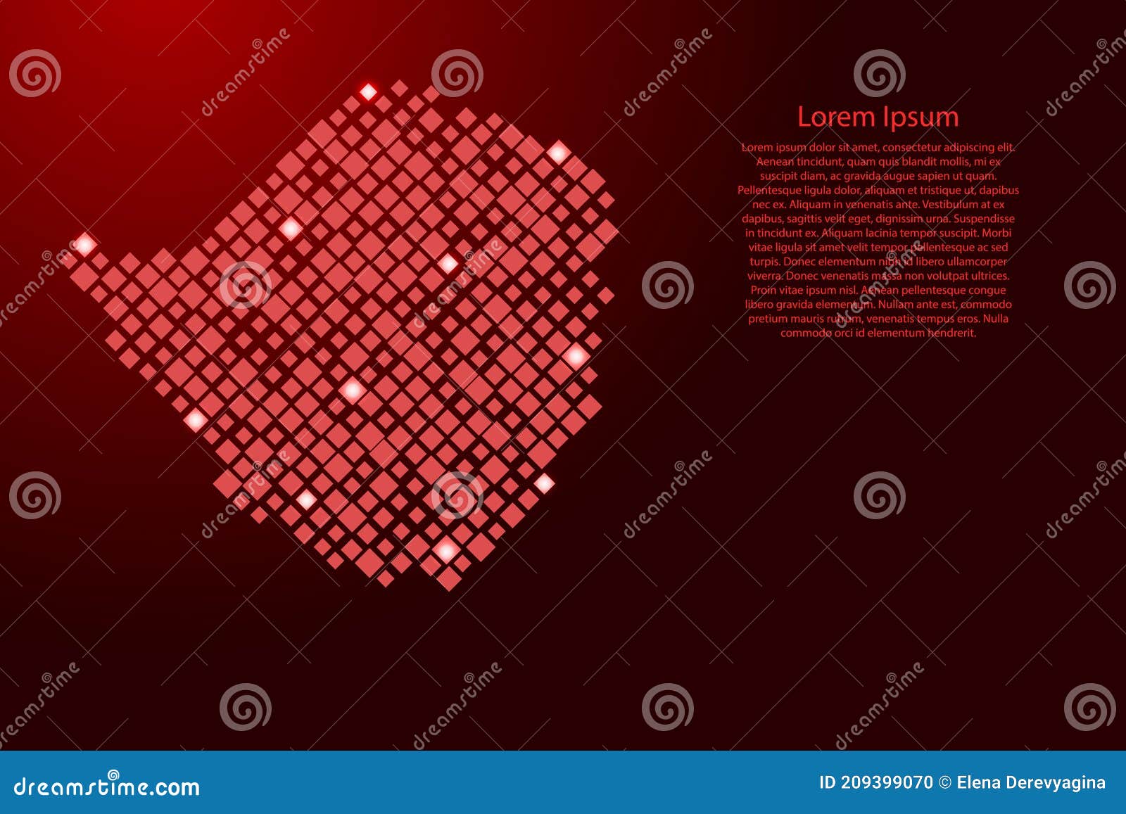 Zimbabwe Map from Red Pattern Rhombuses of Different Sizes and Glowing ...