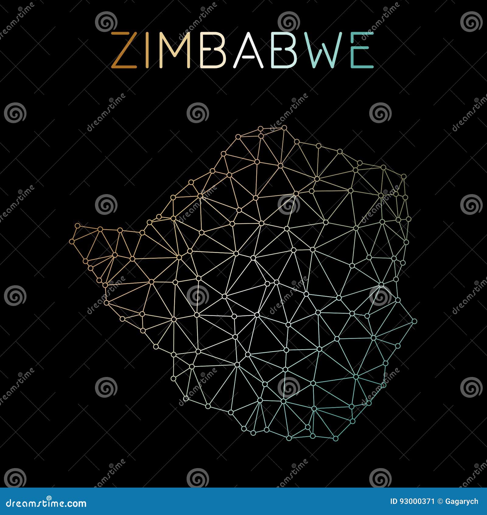 Zimbabwe network map. stock vector. Illustration of cyberspace - 93000371