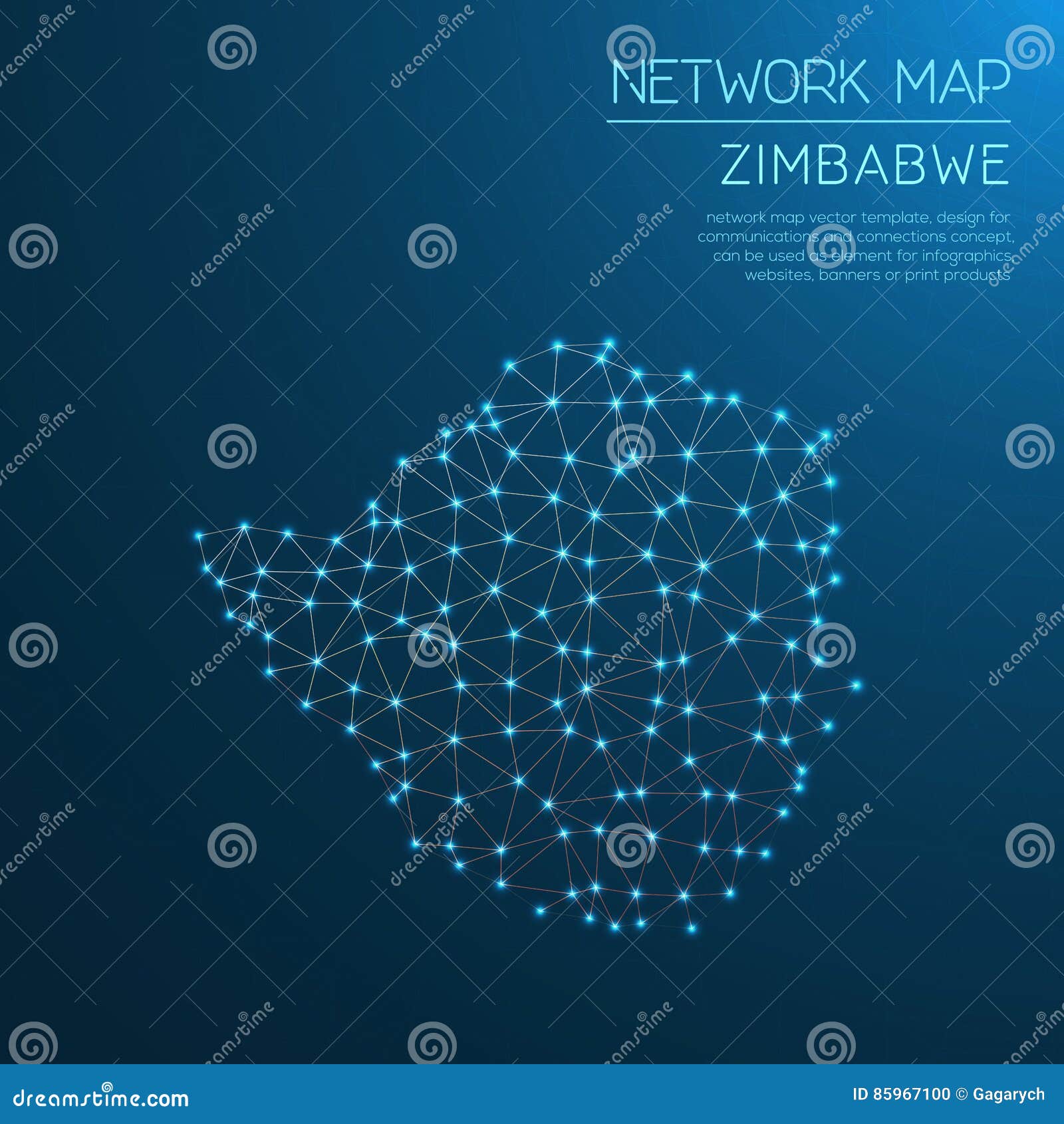 Zimbabwe network map. stock vector. Illustration of geography - 85967100