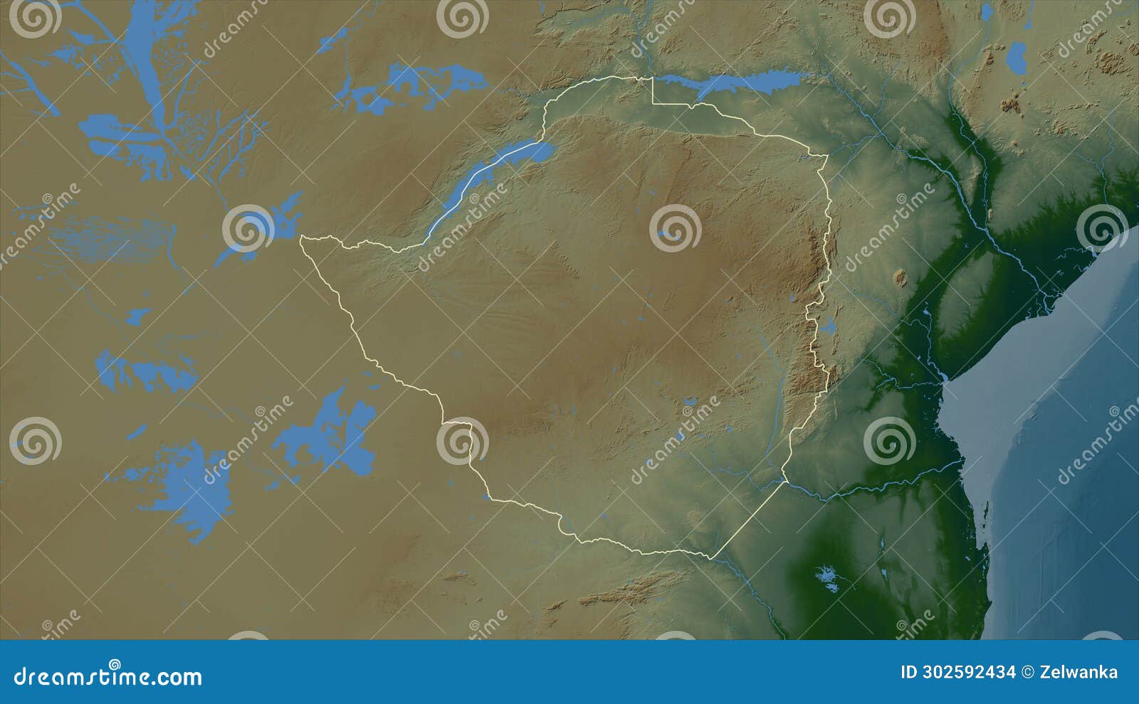 Zimbabwe Outlined. Physical Stock Illustration - Illustration of ...