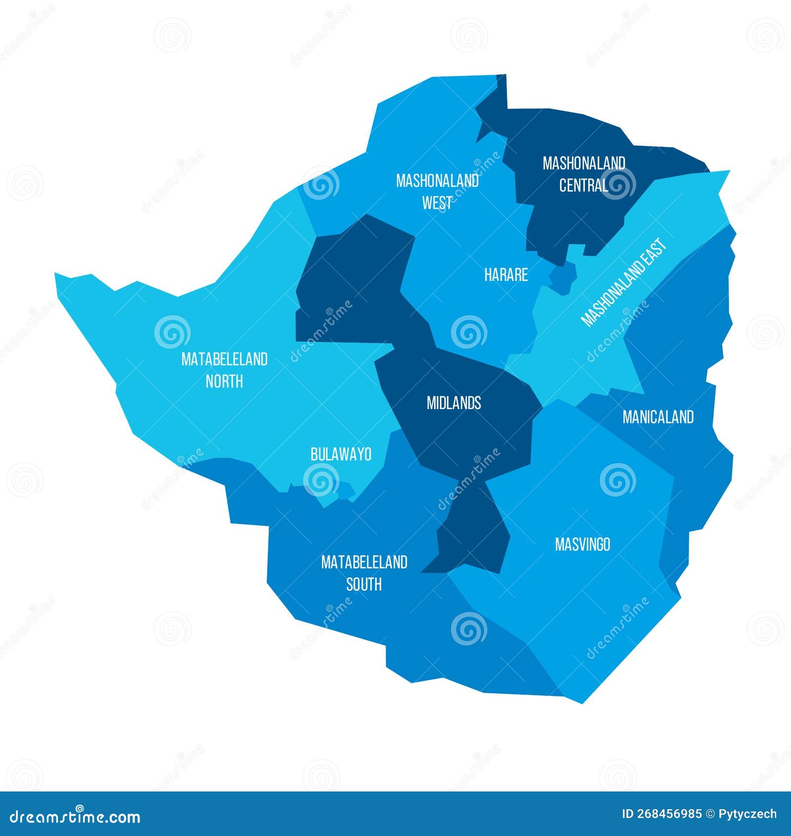 Zimbabwe Political Map of Administrative Divisions Stock Vector ...
