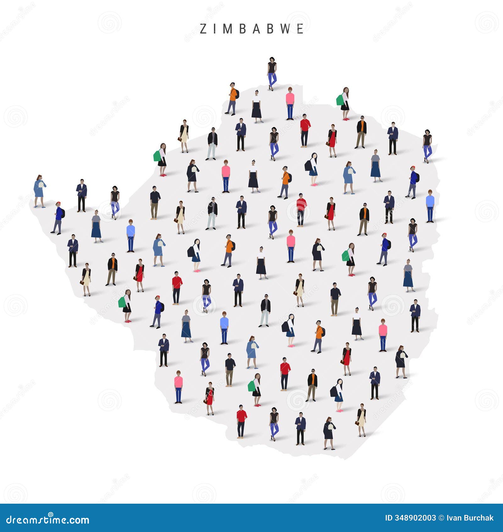 Zimbabwe People Icon Map. Stylized Vector Silhouette Of Zimbabwe ...