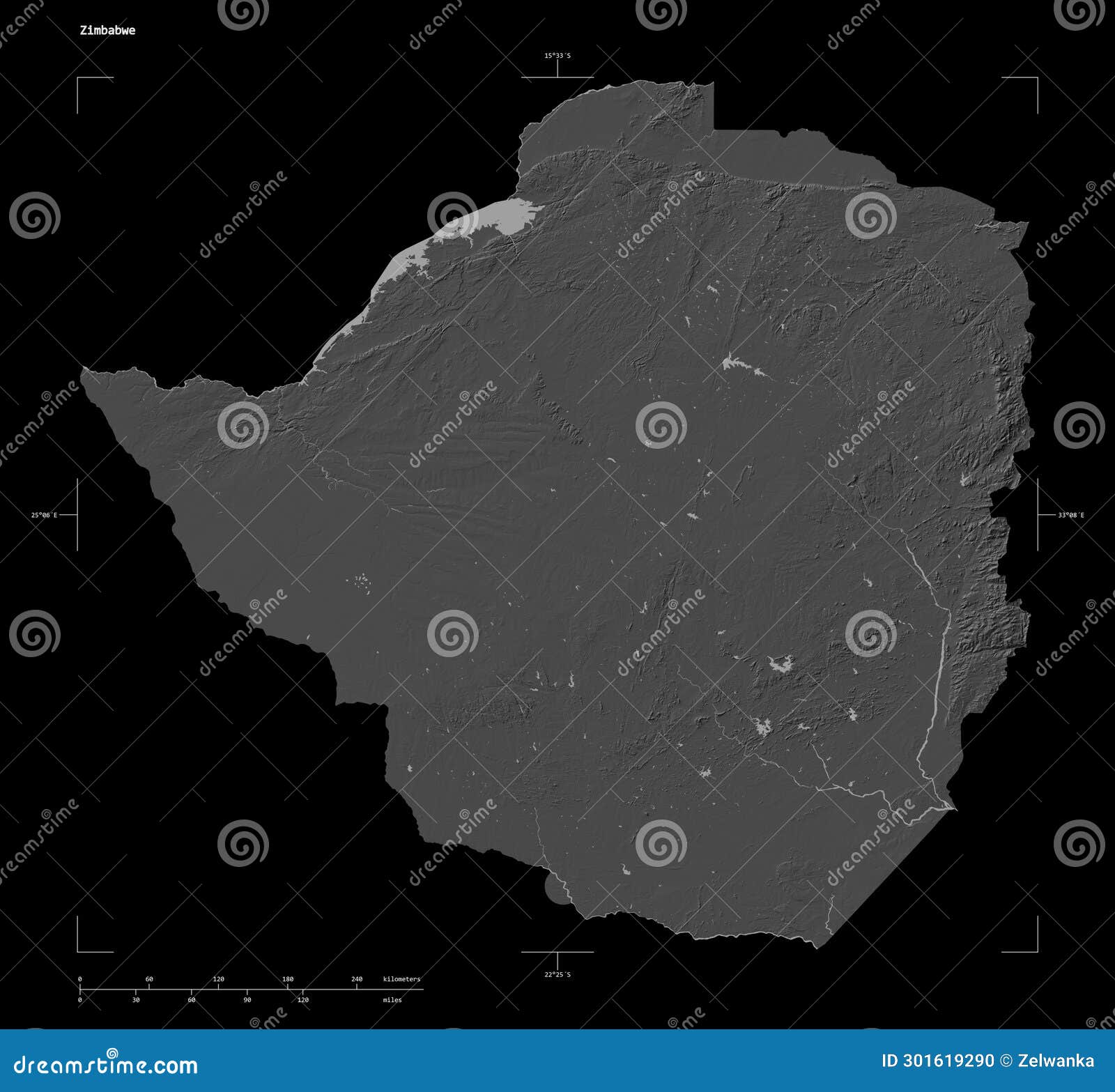 Zimbabwe Shape on Black. Bilevel Stock Illustration - Illustration of ...