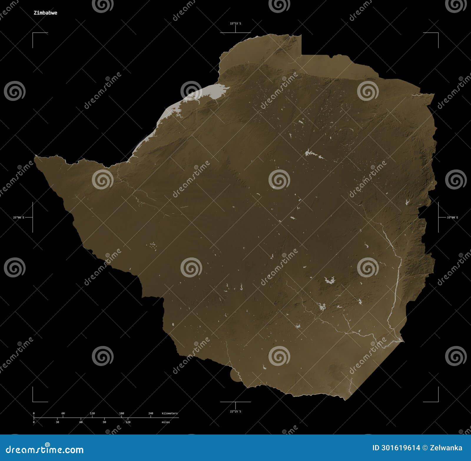 Zimbabwe Shape on Black. Sepia Stock Illustration - Illustration of ...