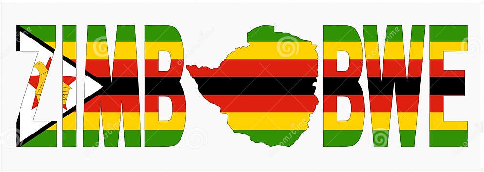 Zimbabwe text with map stock vector. Illustration of geography - 5471954
