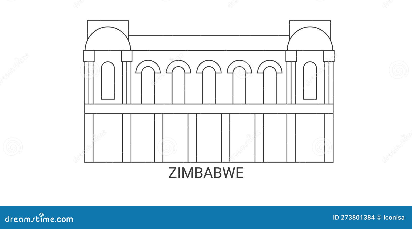 Zimbabwe Travel Landmark Vector Illustration Stock Vector ...