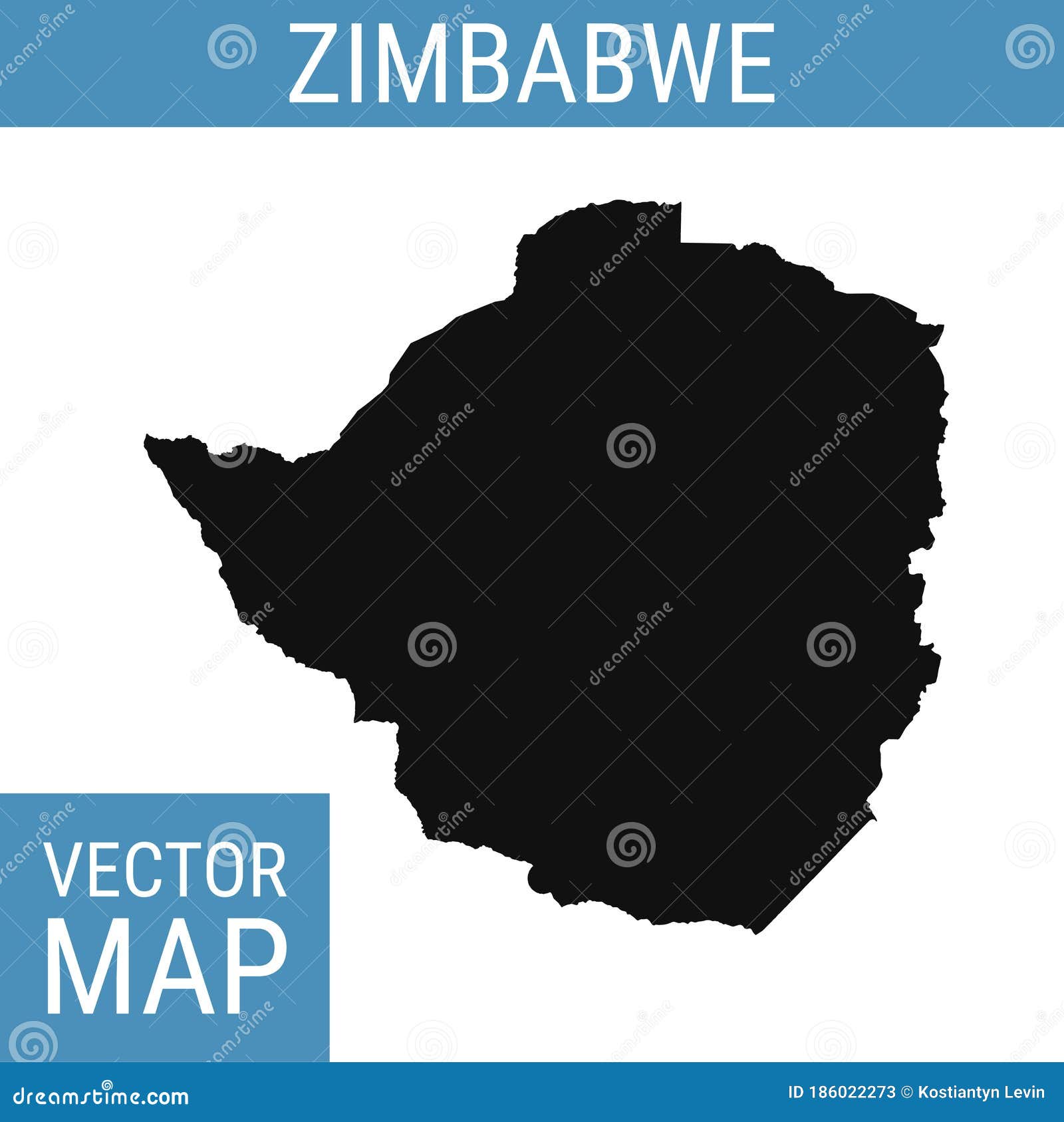 Zimbabwe Vector Map with Title Stock Vector - Illustration of ...