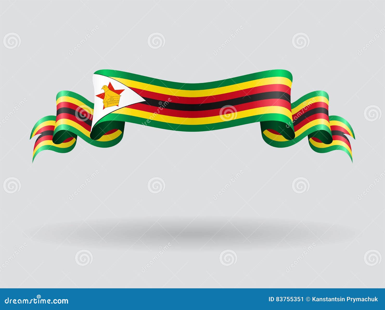 Zimbabwe Wavy Flag. Vector Illustration. Stock Vector - Illustration of ...