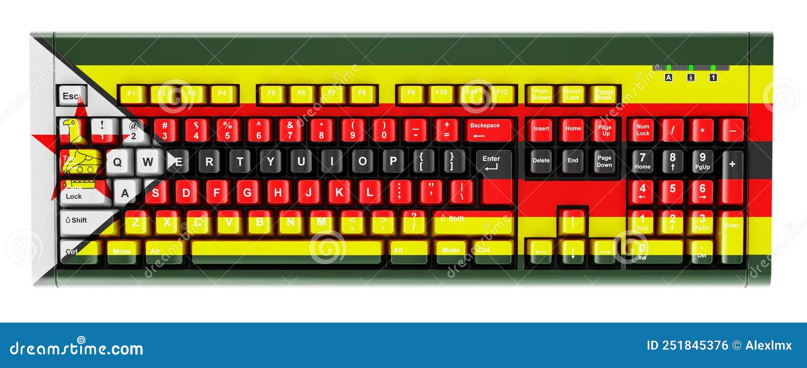 Zimbabwean Flag Painted on Computer Keyboard. 3D Rendering Stock ...