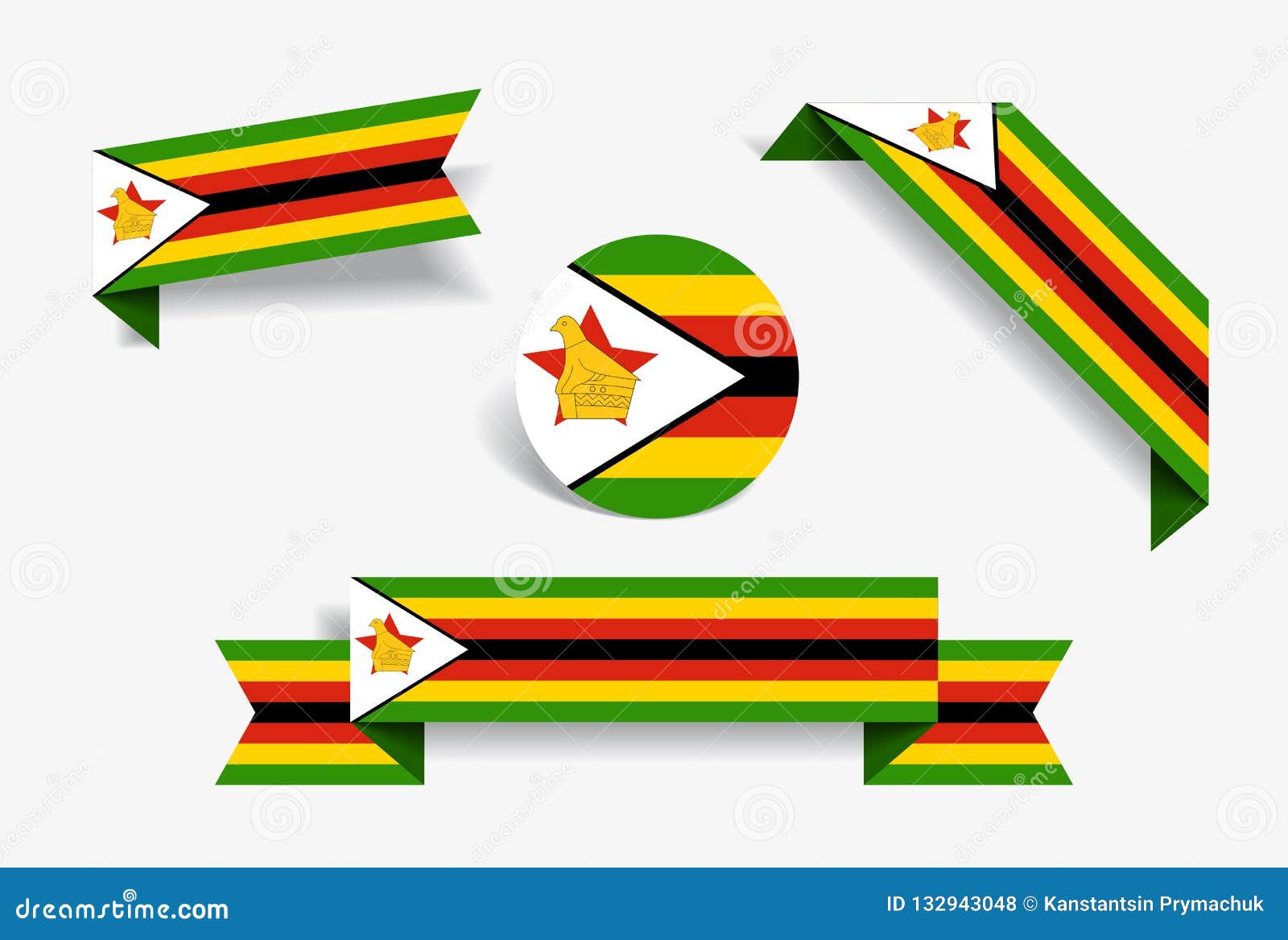 Zimbabwean Flag Stickers and Labels. Vector Illustration. Stock Vector ...