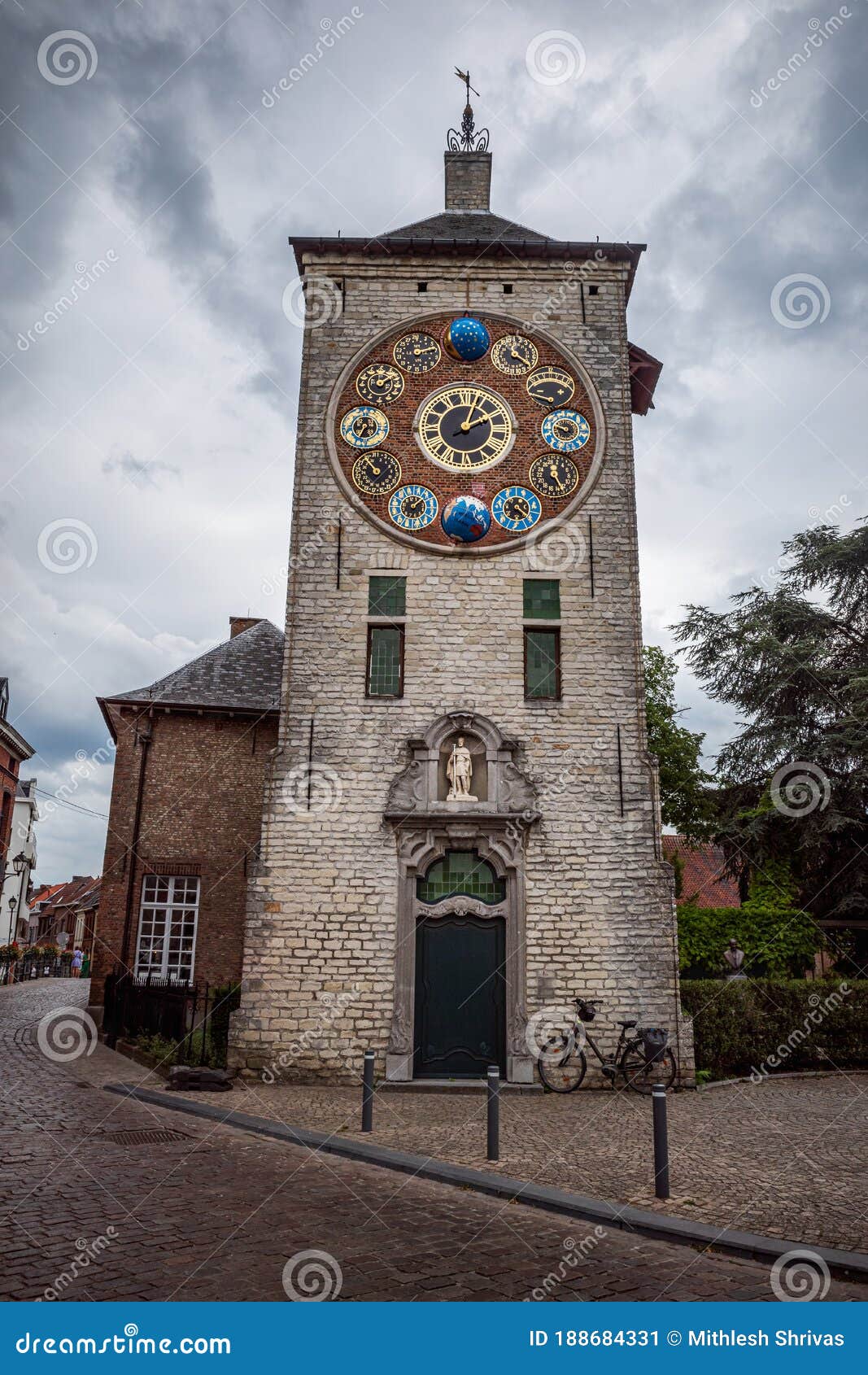 Zimmer Clock Tower, Lier, Belgium, Dramatic Clouds Stock Image - Image ...