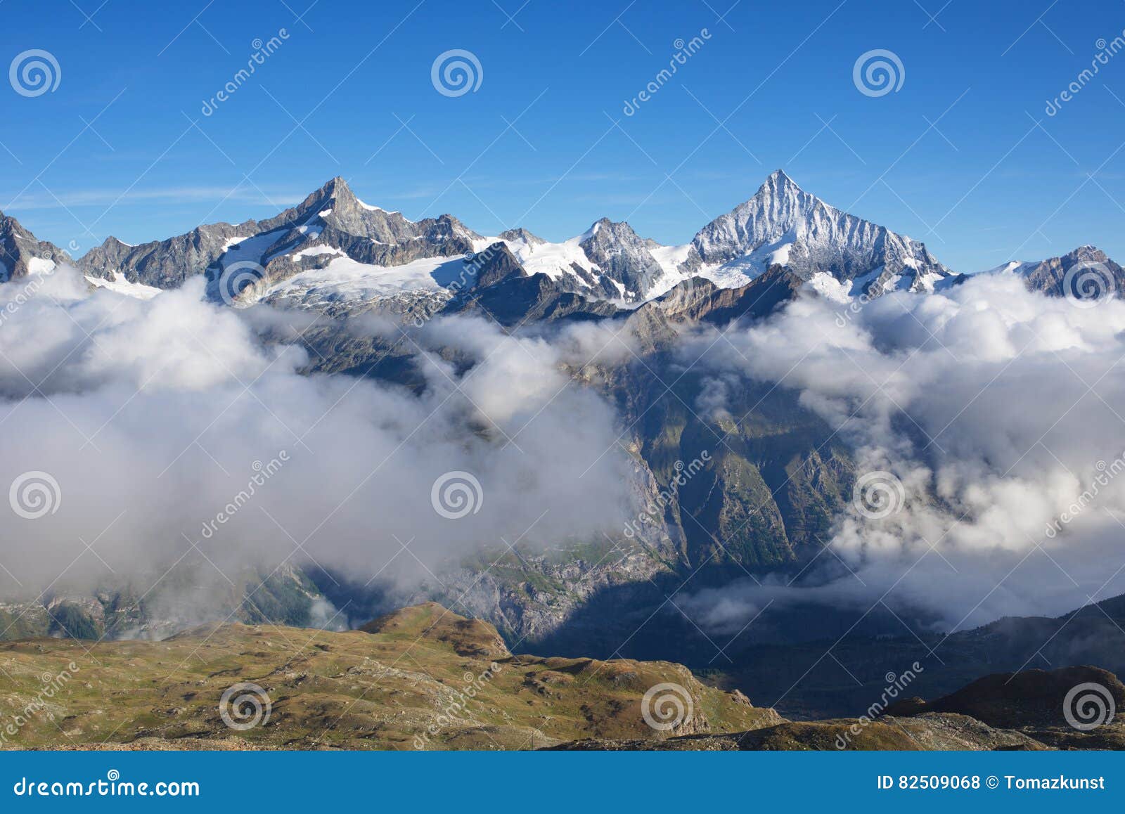 Zinalrothorn and Weisshorn stock photo. Image of switzerland - 82509068