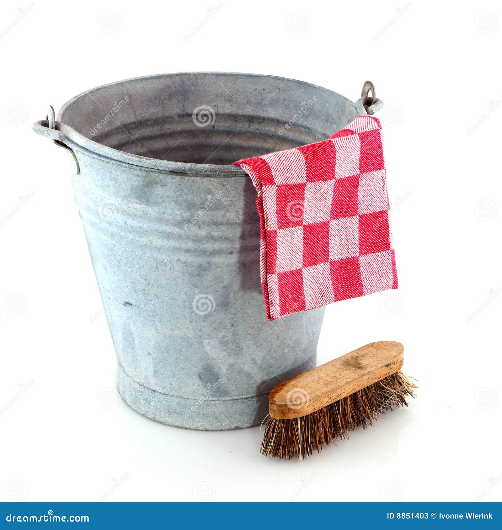 Zinc Bucket with Cleaning Brush Stock Image - Image of used, cleaning ...