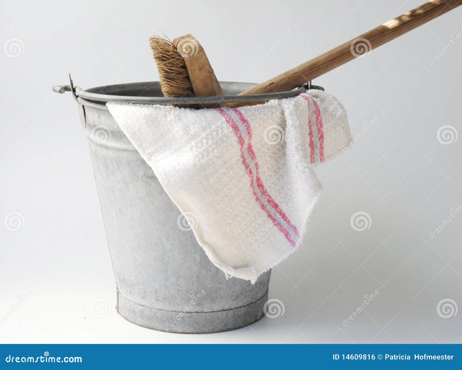 Zinc Bucket with Cloth and Floorbrush Stock Photo - Image of ...