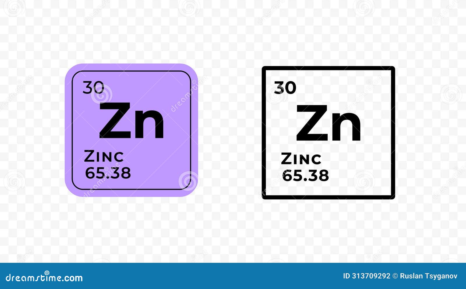 Zinc Chemical Element Of Mendeleev Periodic Table On Yellow Background ...