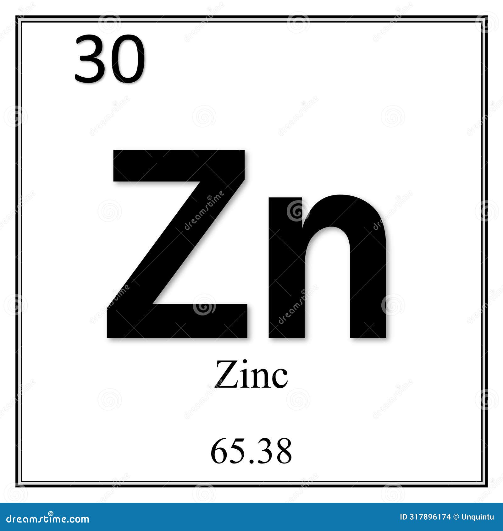 Zinc Chemical Element Of Mendeleev Periodic Table On Yellow Background ...