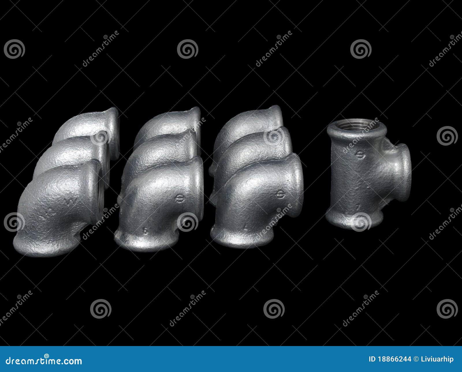 Zinc coated fittings stock photo. Image of pipe, bathroom - 18866244