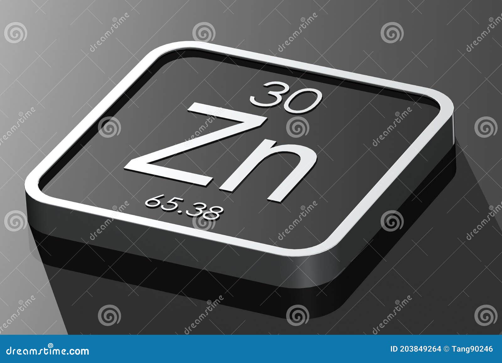 Zinc Element From Periodic Table On Black Square Block Stock ...
