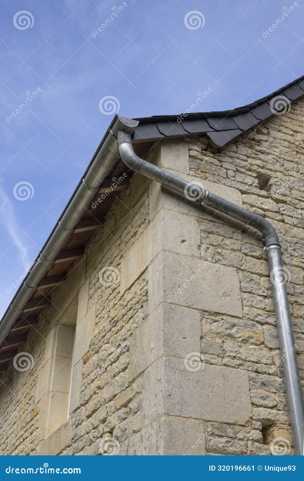 Zinc gutter on a house stock image. Image of chimney - 320196661