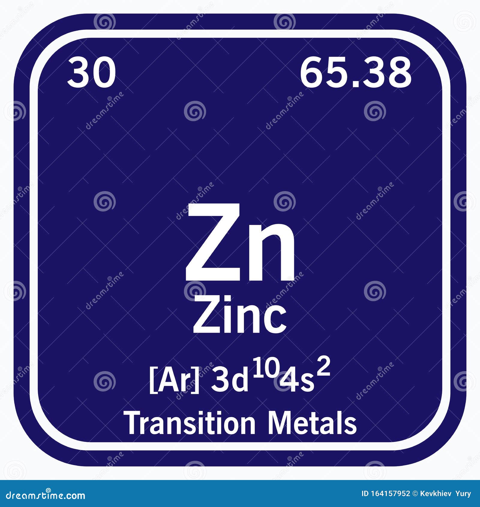 Zinc Periodic Table of the Elements Vector Illustration Eps 10 Stock ...