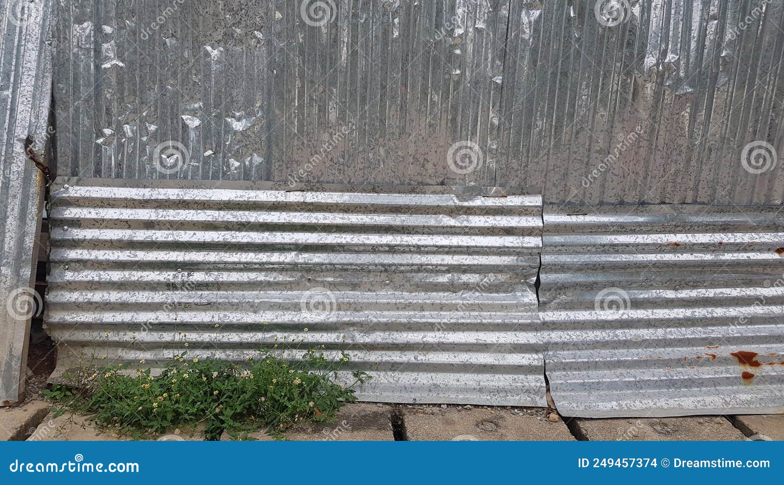 Zinc tile used as a fence stock photo. Image of used - 249457374