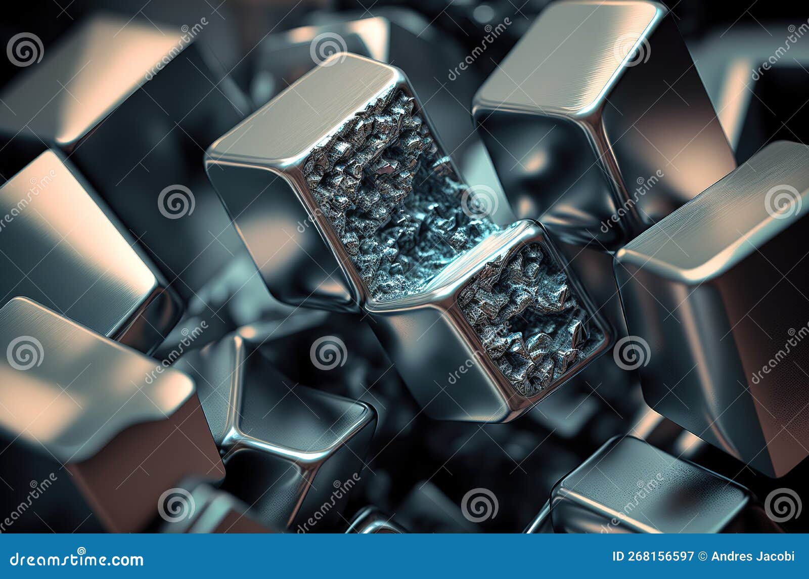 Zinc Under Microscope Concept. Textured Background. 3D Rendering Style ...