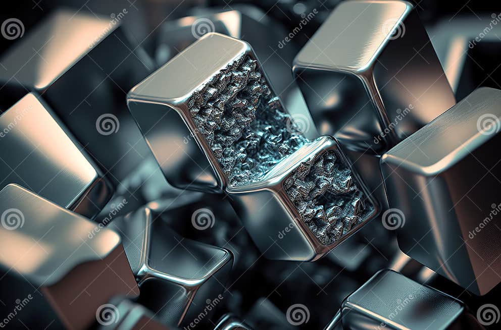 Zinc Under Microscope Concept. Textured Background. 3D Rendering Style ...