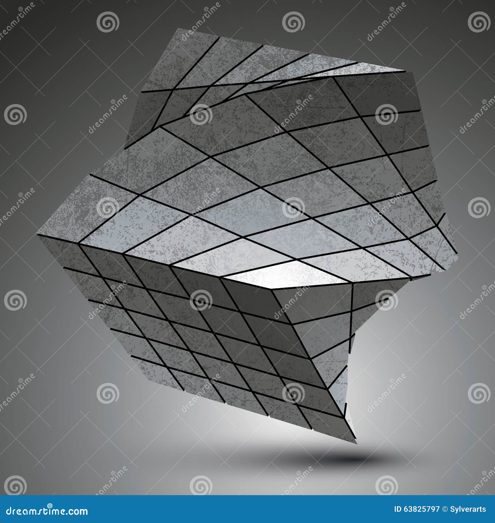 Zink Squared Stylish 3d Construction, Dimensional Grayscale Twisted ...