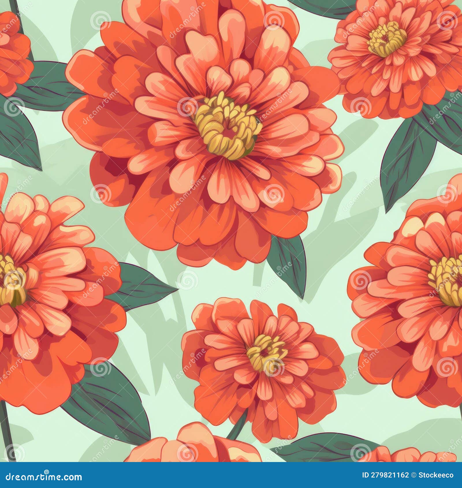 Zinnia Vector Pattern - Seamless Design Stock Illustration ...