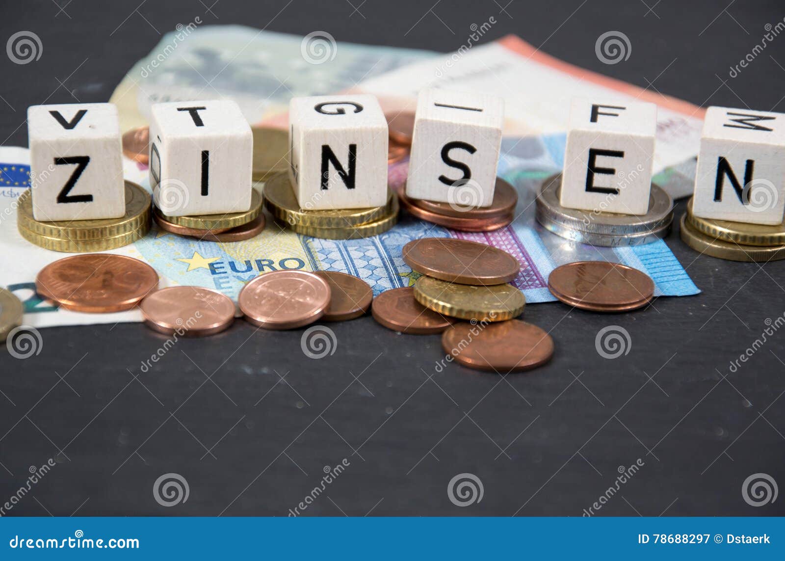 Zinsen stock afbeelding. Image of munt, kosten, investering - 78688297