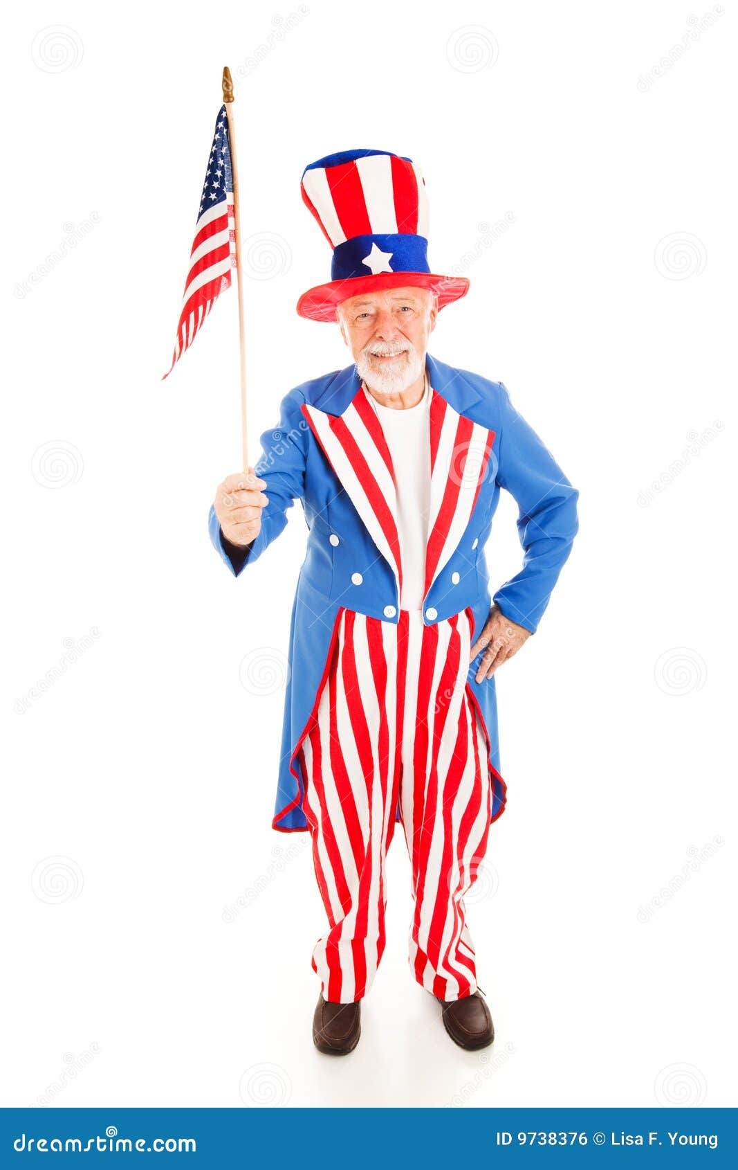 Zio Sam Con La Bandiera Americana Fotografia Stock - Immagine di sfondo ...