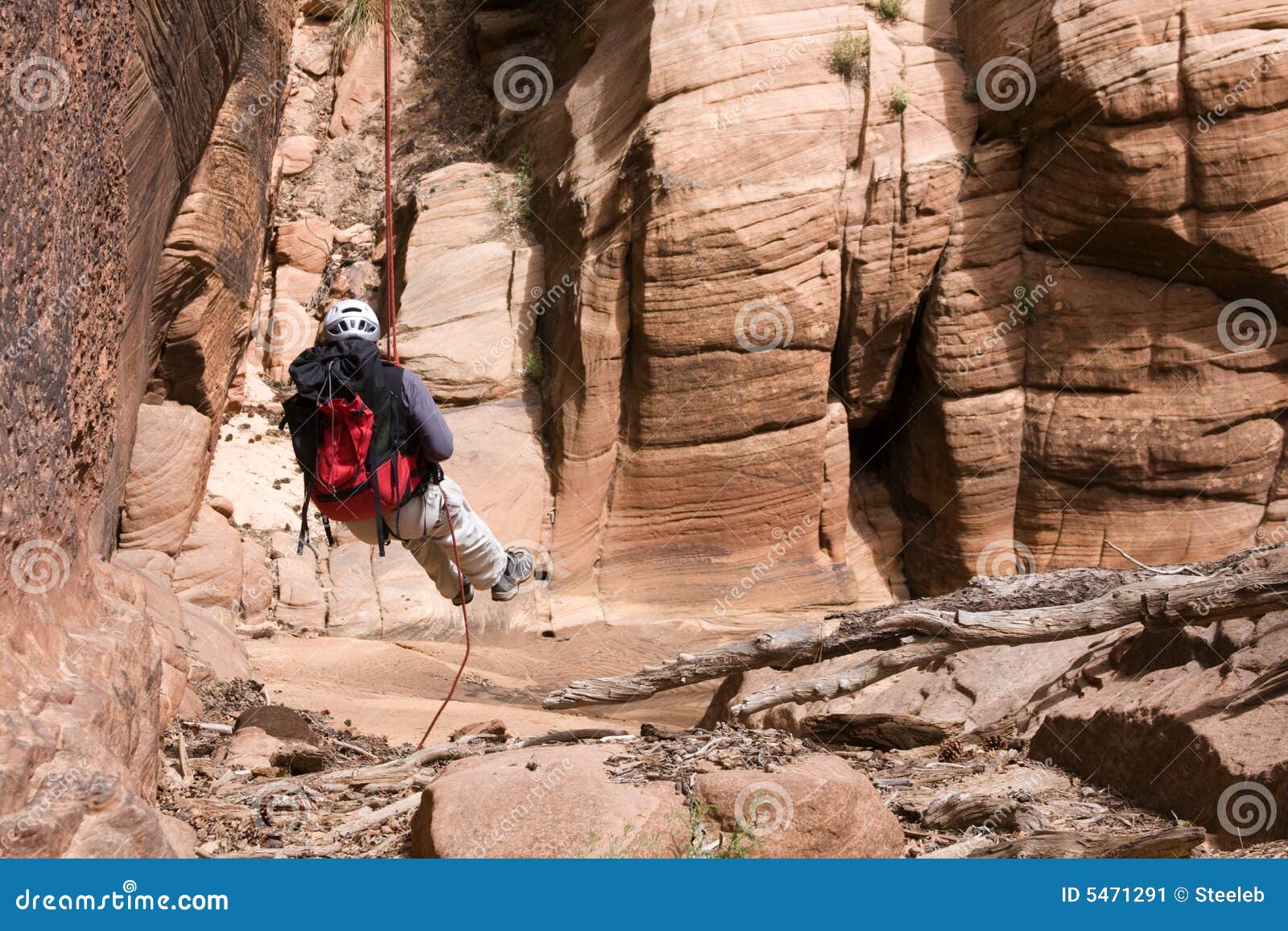 Zion Canyon Rappeller 6 stock image. Image of rappel, canyoneering ...