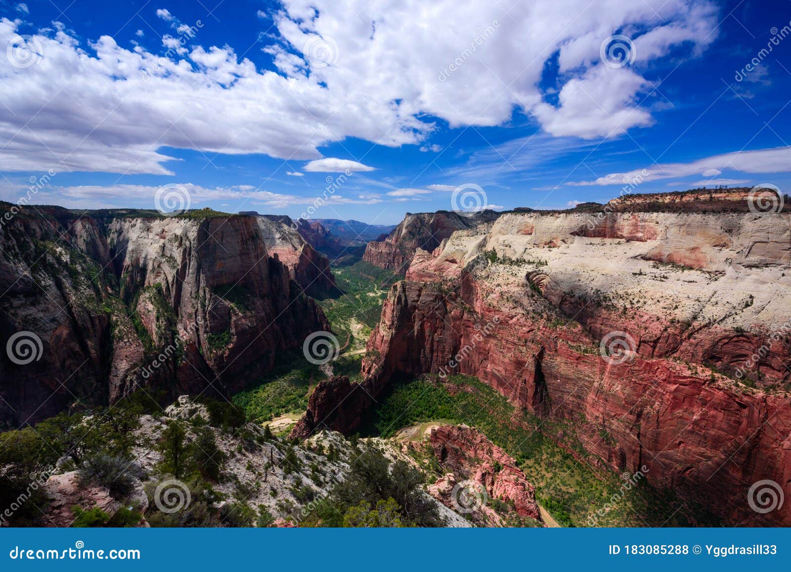 Zion Canyon Seen from Observation Point Stock Photo - Image of landing ...