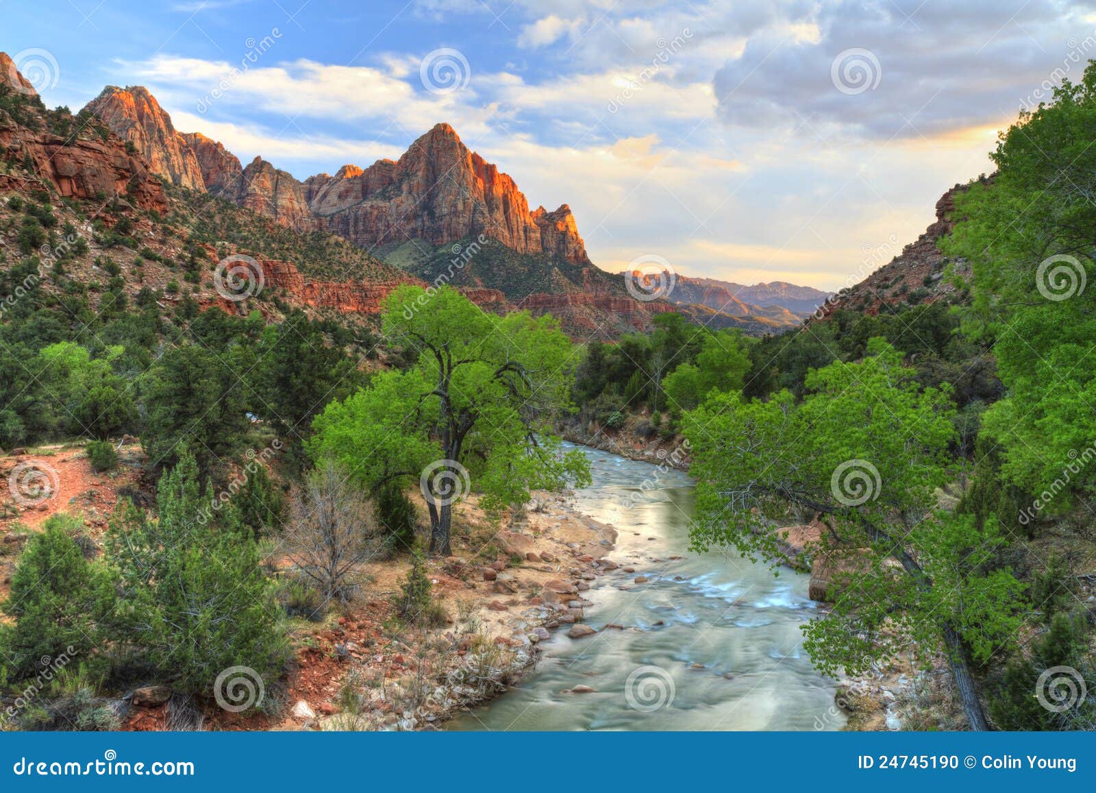 Zion Canyon Sunset HDR stock photo. Image of mountains - 24745190