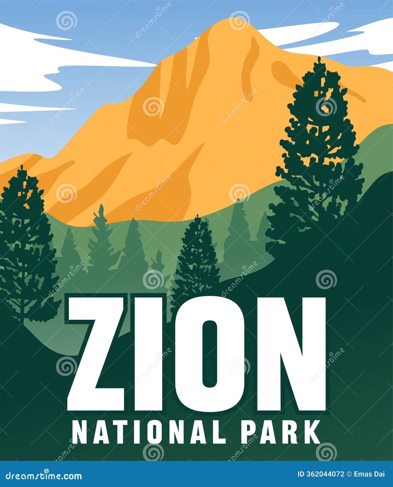 Zion National Park with Beautiful Natural Views Stock Illustration ...