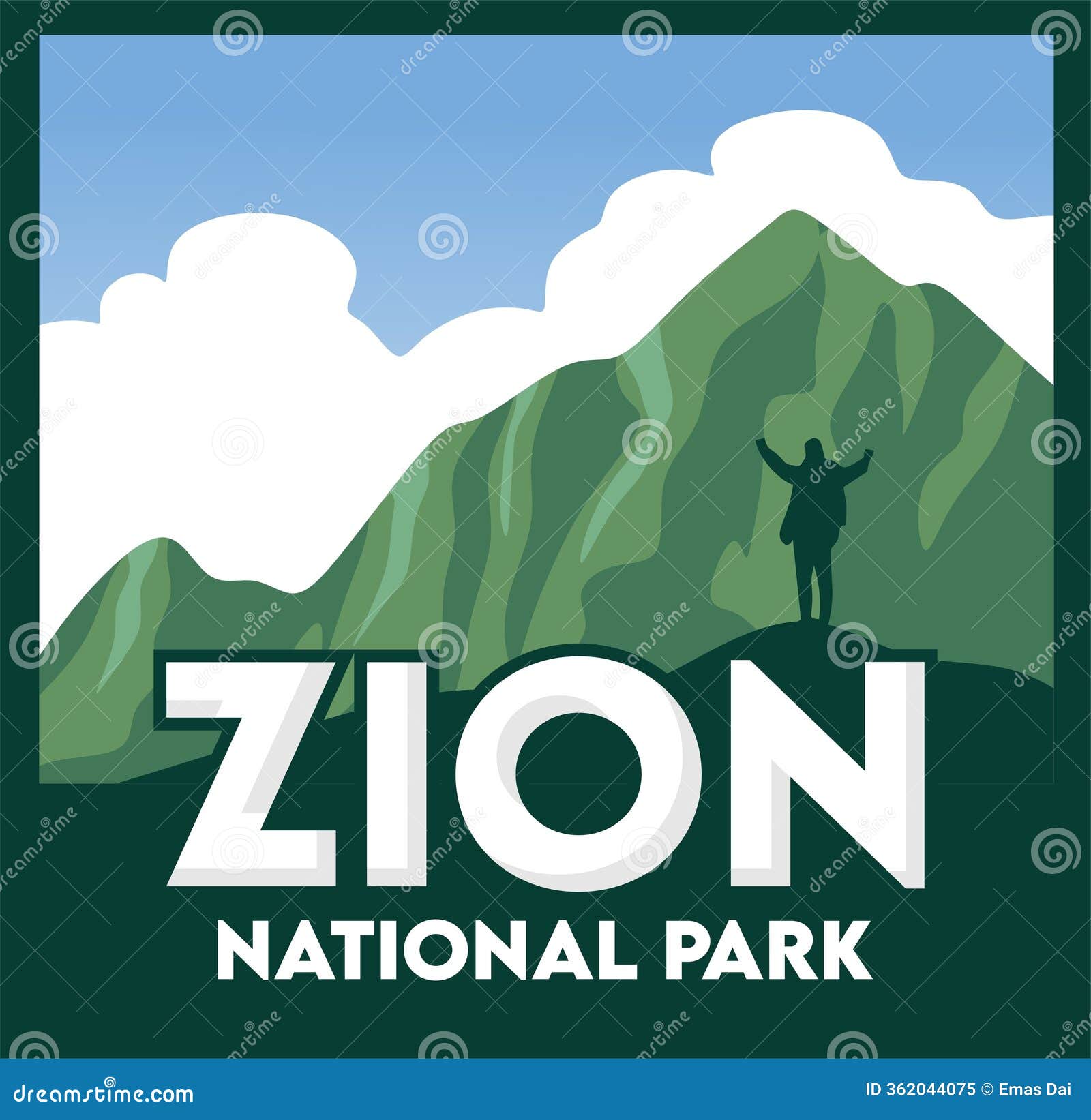 Zion National Park with Beautiful Natural Views Stock Illustration ...